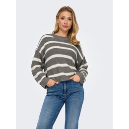 Jacqueline de Yong JDY Pullover "Justy" in Grau/ Wei&szlig; - 56% | Gr&ouml;&szlig;e L | Damen-pullover-cardigans