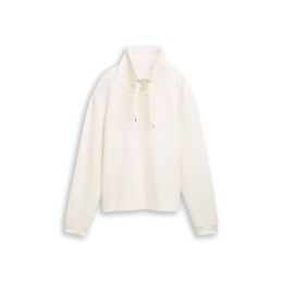 Tom Tailor Damen Scuba Sweatshirt mit Stehkragen, wei&szlig;, Uni, Gr. XL