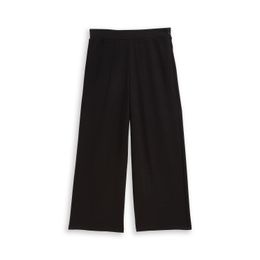 Tom Tailor Damen Jacquard Culotte Hose, schwarz, Uni, Gr. 44/28