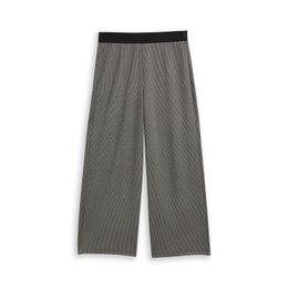 Tom Tailor Damen Jacquard Culotte Hose, schwarz, Gemustert, Gr. 44/28