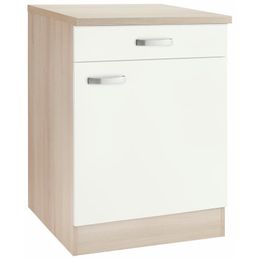 Optifit Unterschrank &raquo;Faro&laquo;, mit Metallgriffen, Breite 60 cm wei&szlig; matt akaziefarben