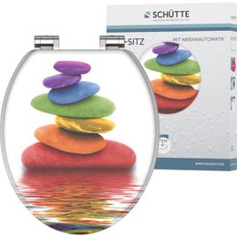 Sch&uuml;tte WC-Sitz &raquo;Colorful Stones&laquo; mit Absenkautomatik und Holzkern, MDF bunt MDF - Mitteldichte Holzfaserplatte