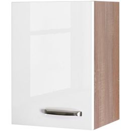 Flex-Well H&auml;ngeschrank &raquo;Florenz&laquo; (B x H x T) 40 x 54,8 x 32 cm wei&szlig; Holzwerkstoff Sonoma Eiche, B/H/T: 40cm x 54cm x 32cm, T&uuml;ren: 1 Stk.