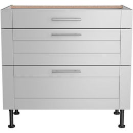 OPTIFIT Kochfeldumbauschrank &raquo;Ahus&laquo; Breite 90 cm grau hellgrau, B/H/T: 90cm x 87cm x 58,4cm, Schubladen: 3 Stk.