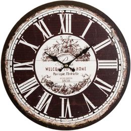 MyFlair Wanduhr &raquo;"Welcome"&laquo; rund, &Oslash; 33,8 cm, r&ouml;mische Ziffern, dekorativ in K&uuml;che & Wohnzimmer schwarz