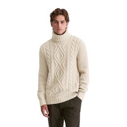 Marc O'Polo Rollkragenpullover MARC O'POLO "mit markantem Zopfmuster", Herren, Gr. L, gray silk, Obermaterial: 60% Schurwolle, 24% Baumwolle, 16% Polyamid, unifarben, Pullover