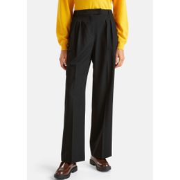 Stoffhose, Damen, Gr. 38, N-Gr, schwarz, Web, Obermaterial: 74% Polyester, 20% Viskose, 6% Elasthan, United Colors Of Benetton, unifarben, lang, Hosen
