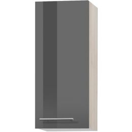 Optifit Hängeschrank »Bern« Breite 30 cm, 70 cm hoch, mit 1 Tür, mit Metallgriff grau Hochglanz/akaziefarben
