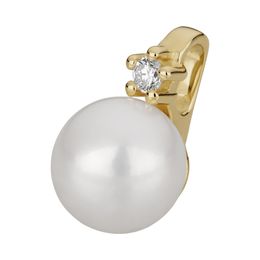 Kettenanh&auml;nger OROLINO "585 Gold mit Brillant 0,03ct. + Perle 6,5-7mm", gelb (gelb, wei&szlig;), Schmuckanh&auml;nger, Damen, one-size, 0,03 SI = kleine Einschl&uuml;sse, Gold, 0,7 g, Kettenanh&auml;nger