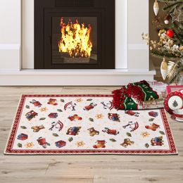 Villeroy & Boch Teppich VILLEROY & BOCH "Nostalgic Toy's Delight, eckig, rund und Läufer", rot (rot,multifarben), B:50cm H:3mm L:80cm, Polyester, Teppiche, Weihnachten, Wohnzimmer, Flur, Geschenk, Toys Delight, Dekoration