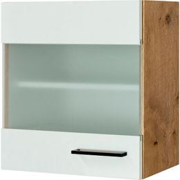 Flex-Well Glash&auml;ngeschrank &raquo;Vintea&laquo; (B x H x T) 50 x 54, 8 x 32 cm, mit Stollenglast&uuml;ren Magnolia matt / Lancelot Oak Lancelot Oak