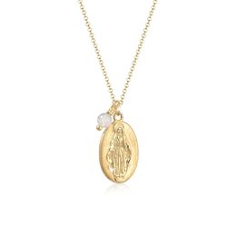 Collierkettchen Elli "Marienbild Labradorit Grau 925 Sterling Silber vergoldet", gold, Halsketten, Damen, 45,mit Steinen, Silber 925 (Sterlingsilber), L: 45