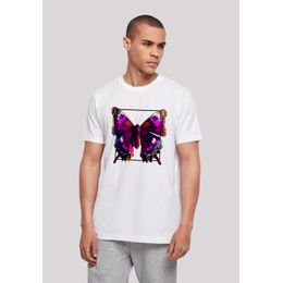 T-Shirt F4NT4STIC "Pink Schmetterling TEE UNISEX", Herren, Gr. L, weiß, Obermaterial: 100% Baumwolle, regular fit, Rundhals, ohne Bündchen, Shirts, Print