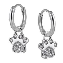 Paar Creolen Firetti "Schmuck Geschenk Silber 925 Ohrschmuck Ohrringe Hunde Pfoten", silberfarben, kristallweiß, kristallweiß, Ohrringe, Damen, 11,3mm, Silber 925 (Sterlingsilber), mit Zirkonia (synth.) - Einhänger abnehmbar