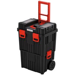 Werkzeugtrolley Prosperplast "HEAVY", schwarz (schwarz, rot), B:45cm H:64cm T:36cm, Kunststoff, Aufbewahrungsboxen, 45 x 36 x 64 cm