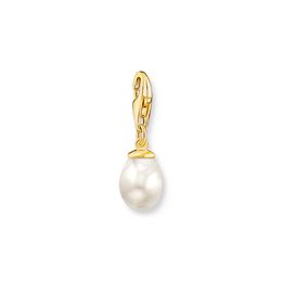 Charm-Einhänger Thomas Sabo "Perle vergoldet", gelbgoldfarben, weiß, Charms, Damen, Perlen, Silber 925, recycelt, mit Süßwasserzuchtperle