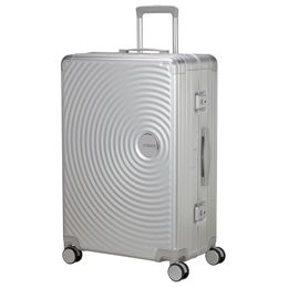 Hartschalen-Trolley American Tourister "SOUNDBOX ALU, verschiedene Größen und Farben", Gr. B/H/T: 52cm x 77cm x 30cm 100 l, silber, Aluminium, Koffer, Hartschalen-Koffer zwei TSA-Schlösser Aluminium-Koffer