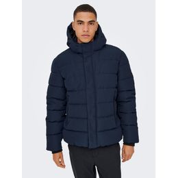 Only & Sons Steppjacke ONLY & SONS "ONSCAYSON PUFFA OTW NOOS", Herren, Gr. L, navy blazer, Web, Obermaterial: 100% Polyester, unifarben, regular fit normal, Rippbündchen, Jacken