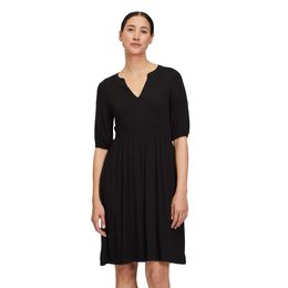 Jerseykleid Cartoon "Damen Jerseykleid mit Raffung", Damen, Gr. 34, Normalgrößen, schwarz, Obermaterial: 95% Viskose, 05% Elasthan., figurumspielend kurz, V-Ausschnitt, Kleider, Material