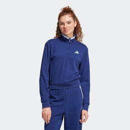 Sweatshirt adidas Sportswear "W CB 14ZIP", Damen, Gr. M, blau (dunkelblau), Obermaterial: 55% Baumwolle, 36% Polyester, 9% Viskose, Sweatshirts