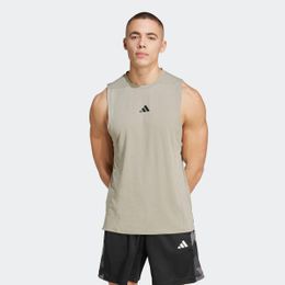 Tanktop adidas Performance "D4T TANK", Herren, Gr. S, grün (silber pebble), Obermaterial: 81% Polyester, 14% Lyocell, 5% Elasthan, Rundhals, Tops