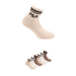 Sportsocken Fila "UNISEX QUARTER PLAIN SOCKS", Damen, Gr. 35-38, mocha mousse, Baumwollmischung, normal, Socken, mit Logo-Schriftzug