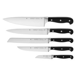 Messer-Set WMF "Spitzenklasse Plus", schwarz (edelstahl, schwarz), Spezialklingenstahl, Kochmesser-Sets, Performance Cut, handgeschmiedet, Fingerschutz, Made in Germany