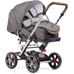 Gesslein Kombi-Kinderwagen »F10 Air+, eloxiert/tabak, grau meliert/Streifen« mit Tragetasche C1 Lift; Design & Handarbeit aus Deutschland...