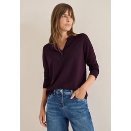 Langarmshirt Cecil, Damen, Gr. XL (44), eggplant rot, Jersey, Obermaterial: 48% Baumwolle, 48% Modal, 4% Elasthan, unifarben, bequem hüftbedeckend, V-Ausschnitt, Shirts, im Tunika-Look