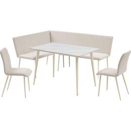 Eckbank OTTO HOME "Cassy", creamfarben, H:86cm T:144cm, FSC-zertifizierter Holzwerkstoff, Sitzbänke, pflegeleichter Strukturstoff, Metallgestell, FSC-zertifiziertes Holz
