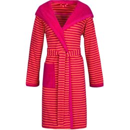 Damenbademantel Esprit "Striped Hoody, ideal für Sauna & Spa, Hotelbademantel, Morgenmantel" Gr. XL, lila (raspberry), L:97cm, Rundstrickware, Hausmäntel, mit Kapuze, gestreift