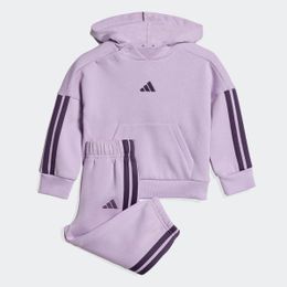 Trainingsanzug adidas Sportswear "I 3S FL HD JOG", Kinder, Gr. 62, powder plum, aurora plum, Obermaterial: 70% Baumwolle, 30% Polyester, Sportanzüge
