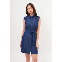 Jeanskleid FRESHLIONS "Leona", Damen, Gr. M, EURO-Größen, blau (dunkelblau), 100% Lyocell, normal, Kleider, mit tollem Bindeband