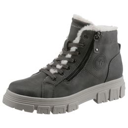 Winterboots Tom Tailor, Damen, Gr. 36, grau (dunkelgrau), Lederimitat, Schuhe, Plateauboots, Winterboots mit Zierreißverschluss