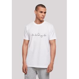 T-Shirt F4NT4STIC "Heartbeat Herz Poker", Herren, Gr. 4XL, weiß, Obermaterial: 100% Baumwolle, regular fit, Rundhals, ohne Bündchen, Shirts, Print