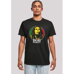 T-Shirt F4NT4STIC "Bob Marley Logo Badge Reggae Music", Herren, Gr. 4XL, schwarz, Obermaterial: 100% Baumwolle, regular fit, Rundhals, ohne Bündchen, Shirts, Premium Qualität, Musik, By Rock Off