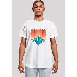 T-Shirt F4NT4STIC "Berg Sonnenuntergang Geometrisch", Herren, Gr. 4XL, weiß, Obermaterial: 100% Baumwolle, regular fit, Rundhals, ohne Bündchen, Shirts, Premium Qualität