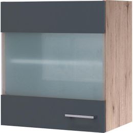 Flex-Well Glash&auml;ngeschrank &raquo;Morena&laquo; (B x H x T) 50 x 54, 8 x 32 cm, mit Stollenglast&uuml;ren Basaltgrau / San Remo Eiche San Remo Eiche