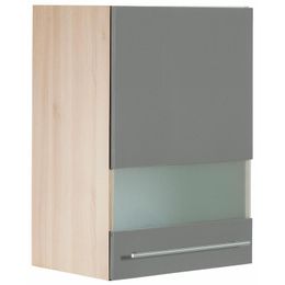 Optifit Glashängeschrank »Bern« Breite 50 cm, Front mit Milchglas-Einsatz, mit Metallgriff basaltgrau/akaziefarben akaziefarben