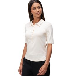 Kurzarmshirt Zero "Damen Poloshirt mit Knopfleiste", Damen, Gr. 34, eggnog, Jersey, Obermaterial: 47% Modal, 47% Baumwolle, 6% Elastan. Ärmelfutter: ohne Futter., unifarben, figurbetont normal, eng, Shirts, Knopfleiste
