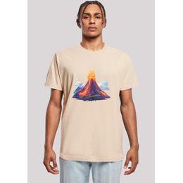 T-Shirt F4NT4STIC "Vulkanausbruch", Herren, Gr. 4XL, beige (sand), Obermaterial: 100% Baumwolle, regular fit, Rundhals, ohne Bündchen, Shirts, Premium Qualität