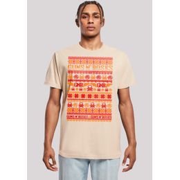 T-Shirt F4NT4STIC "Guns And Roses Christmas", Herren, Gr. 4XL, beige (sand), Obermaterial: 100% Baumwolle, regular fit, Rundhals, ohne Bündchen, Shirts, Premium Qualität