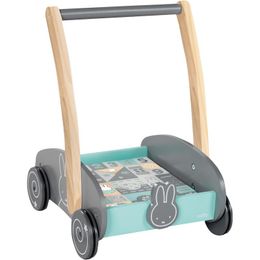 Roba Lauflernwagen &raquo;miffy &laquo; mit 35-teiligem Holzbausteine-Set grau Lauflernwagen