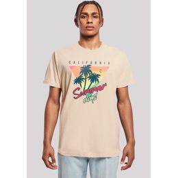 T-Shirt F4NT4STIC "California Palmen Retro", Herren, Gr. 4XL, beige (sand), Obermaterial: 100% Baumwolle, regular fit, Rundhals, ohne Bündchen, Shirts, Premium Qualität