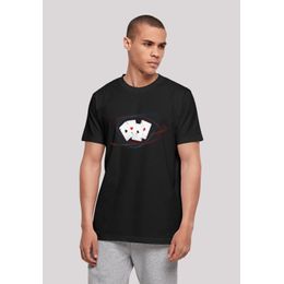 T-Shirt F4NT4STIC "Spielkarten A", Herren, Gr. 4XL, schwarz, Obermaterial: 100% Baumwolle, regular fit, Rundhals, ohne Bündchen, Shirts, Print