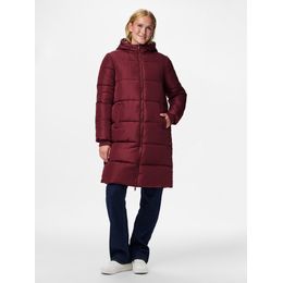 Steppmantel Pieces "PCBEE NEW LONG PUFFER JACKET NOOS BC", Damen, Gr. L, tawny port, Steppware, Obermaterial: 100% Polyester, unifarben, regular fit knielang, hoch geschlossener Ausschnitt, Rippbündchen, Mäntel