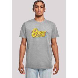 T-Shirt F4NT4STIC "David Bowie Moonlight 90s Logo", Herren, Gr. 3XL, grau (erdgrau), Obermaterial: 100% Baumwolle, regular fit, Rundhals, ohne Bündchen, Shirts, Print