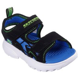 Sandale Skechers "RAZOR SPLASH", Kinder, Gr. 21, schwarz (schwarz, blau), Lederimitat, kontrastfarbene Details, Schuhe Sandale, Sandale mit Klettverschluss, waschbar, Gr&ouml;&szlig;enschablone zum Download