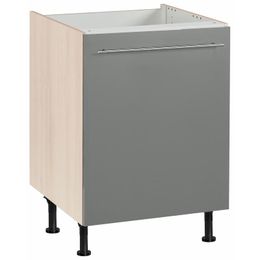 Optifit Sp&uuml;lenschrank &raquo;Bern&laquo; 60 cm breit, mit 1 T&uuml;r, mit h&ouml;henverstellbaren F&uuml;&szlig;en, mit Metallgriff grau