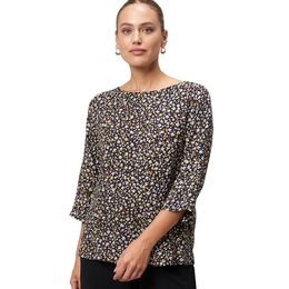 Klassische Bluse Zero "Damen Bluse geblümt mit 3/4 Arm", Damen, Gr. 34, schwarz (schwarzcream), Web, Obermaterial: 100% Viskose. Ärmelfutter: ohne Futter., bedruckt, figurumspielend normal, U-Boot-Ausschnitt, eng, Blusen